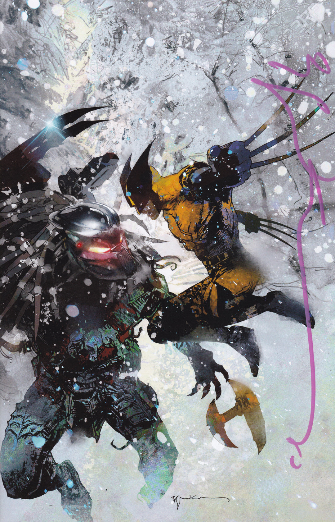 Predator vs Wolverine #4 Virgin Variant Signed – Bill Sienkiewicz Art